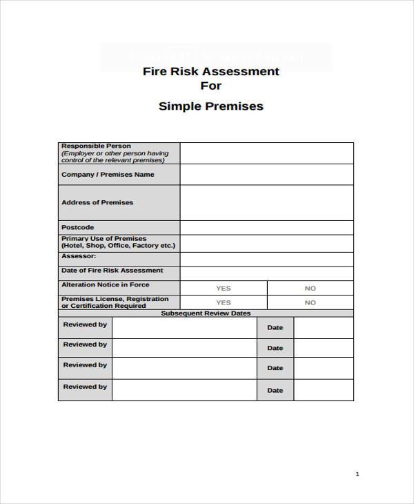 FREE 13+ Fire Risk Assessment Form Samples, PDF, MS Word, Google Docs, Excel