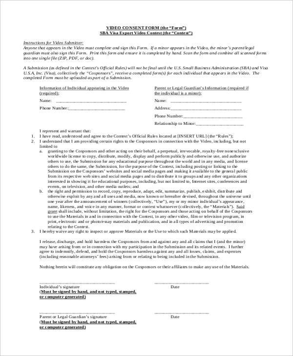 FREE 9+ Video Consent Forms in PDF | MS word