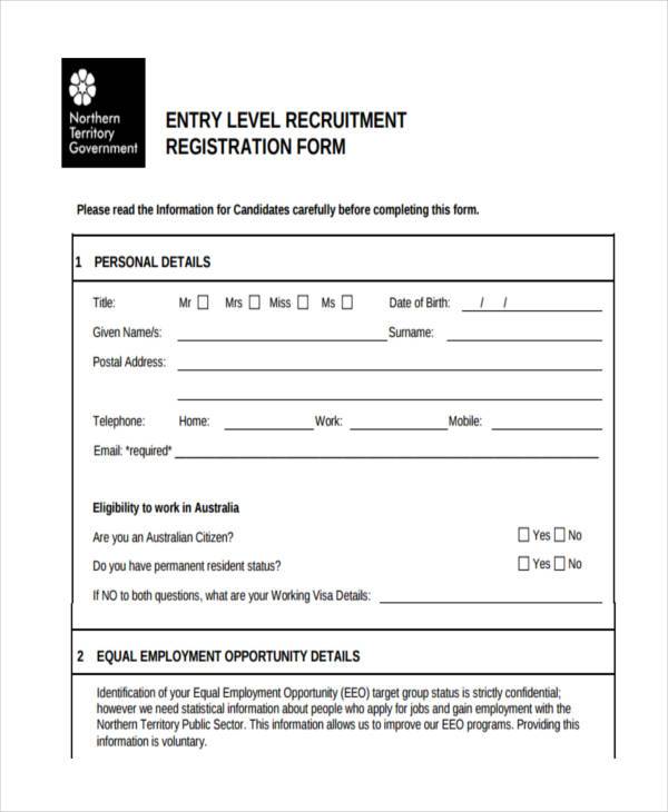 FREE 15+ Job Registration Form Samples, PDF, MS Word, Google Docs, Excel