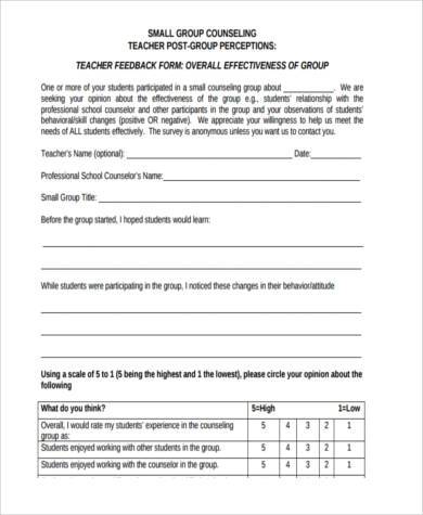 FREE 8+ Sample Counseling Feedback Forms in MS Word | PDF