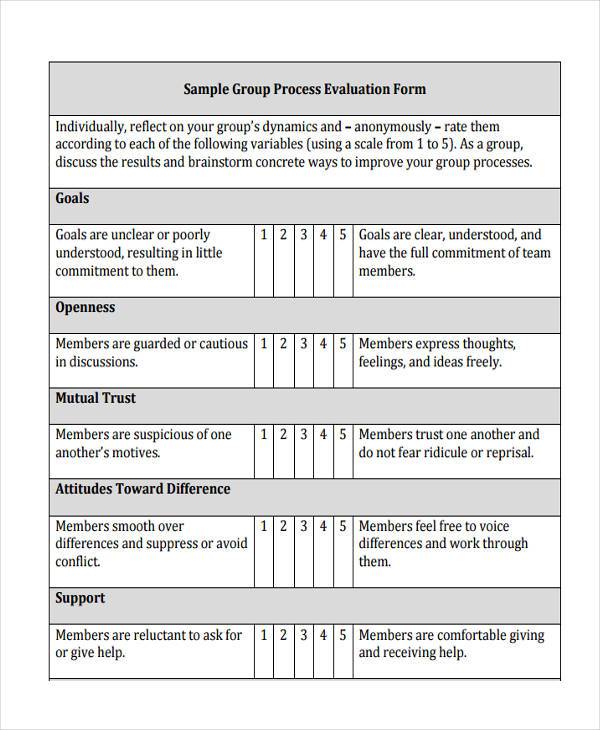 FREE 11+ Group Evaluation Forms in PDF | MS Word | Excel