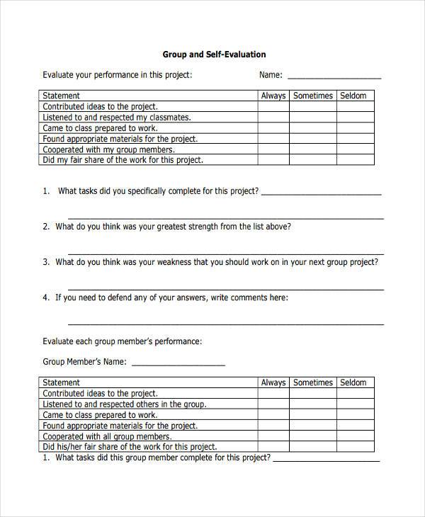 FREE 11+ Group Evaluation Forms in PDF | MS Word | Excel