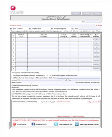 FREE 12+ Deposit Refund Form Samples, PDF, MS Word, Google Docs