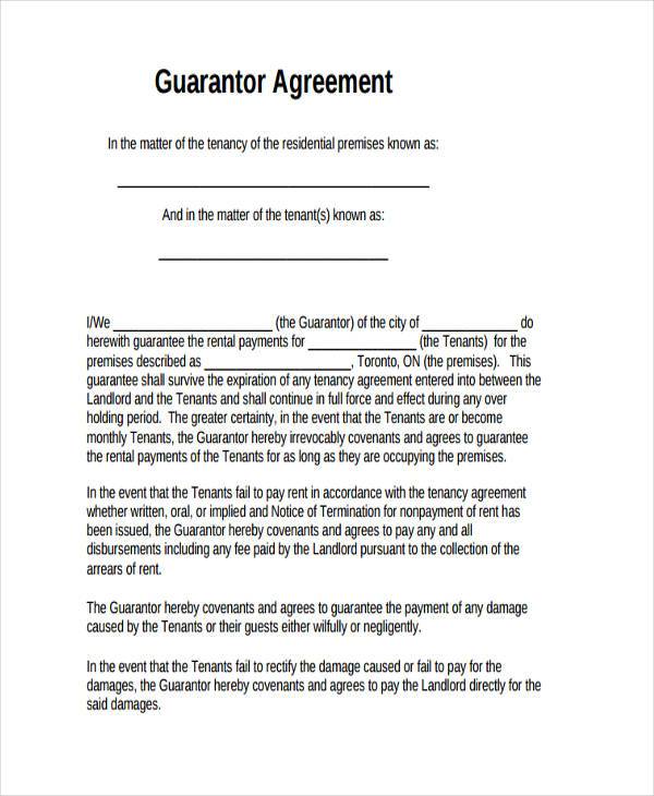 FREE 8 Sample Guarantor Agreement Forms In PDF MS Word