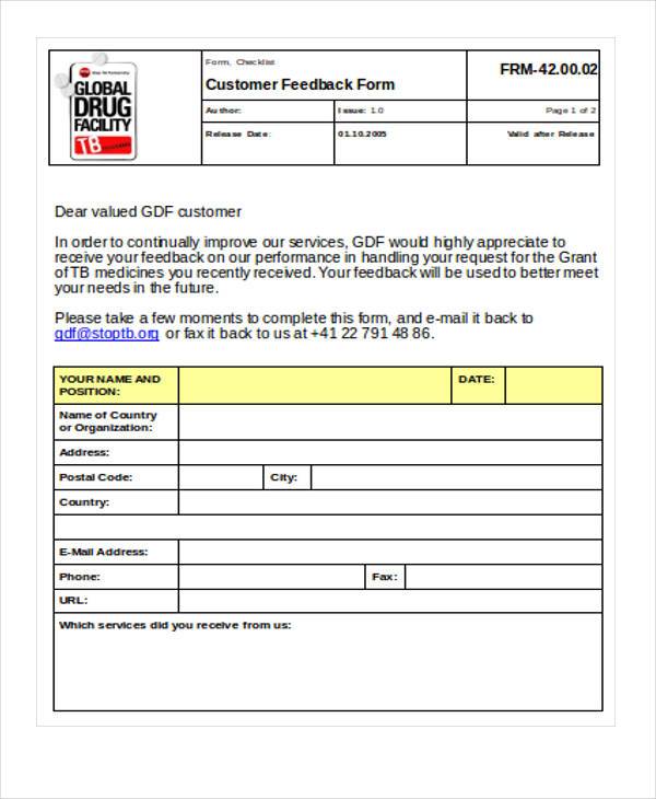 FREE 7+ Sample Guest Feedback Forms in PDF | MS Word