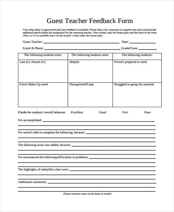 FREE 7+ Sample Guest Feedback Forms in PDF | MS Word