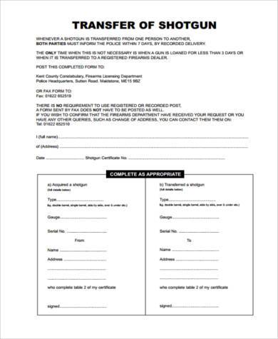 FREE 12+ Gun Ownership Transfer Form Samples, PDF, MS Word, Google Docs