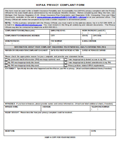 FREE 10+ Privacy Complaint Forms in PDF | MS Word