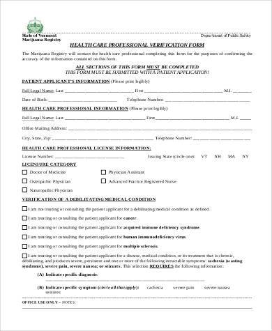 FREE 9+ Sample Medical Verification Forms in PDF | MS Word