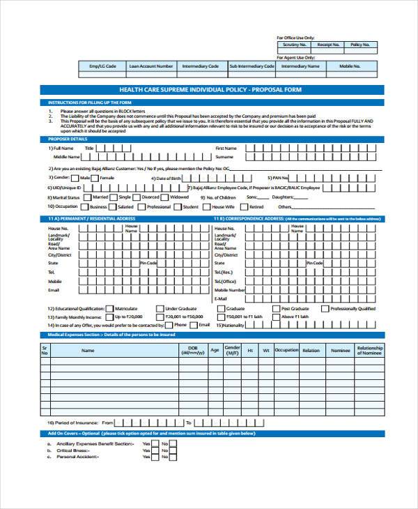 FREE 9+ Health Proposal Forms in PDF | MS Word