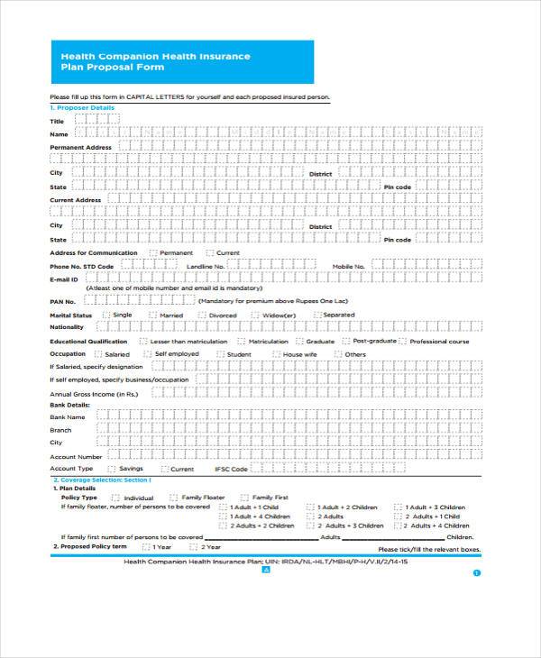 FREE 9+ Health Proposal Forms in PDF | MS Word