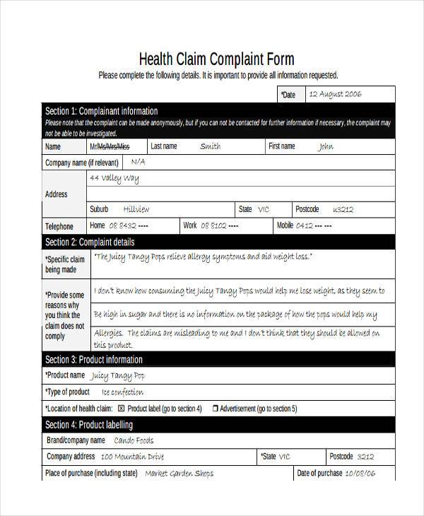 FREE 8+ Sample Product Complaint Forms in PDF | MS Word