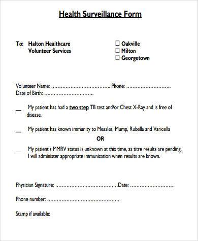 FREE 9+ Sample Health Surveillance Forms in MS Word | PDF