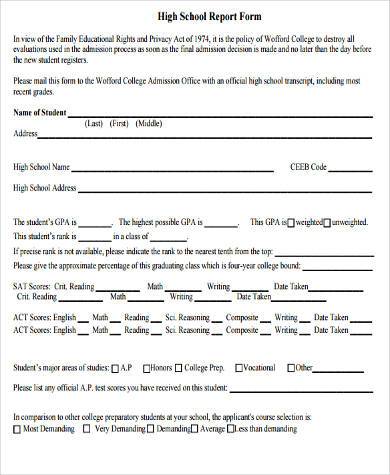 FREE 14+ School Report Form Samples, PDF, MS Word, Google Docs, Excel