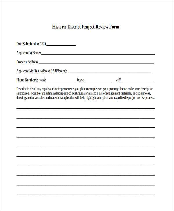 FREE 8+ Sample Project Review Forms in PDF | MS Word | Excel