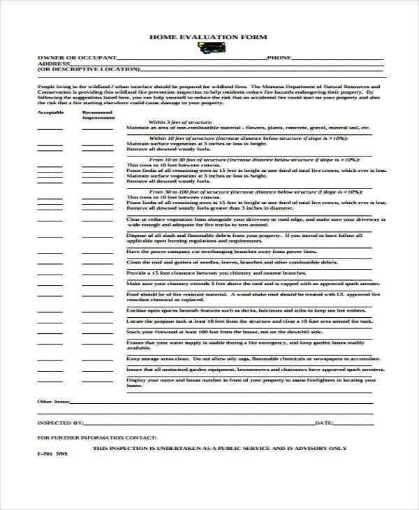 FREE 12+ Home Evaluation Form Samples, PDF, MS Word, Google Docs