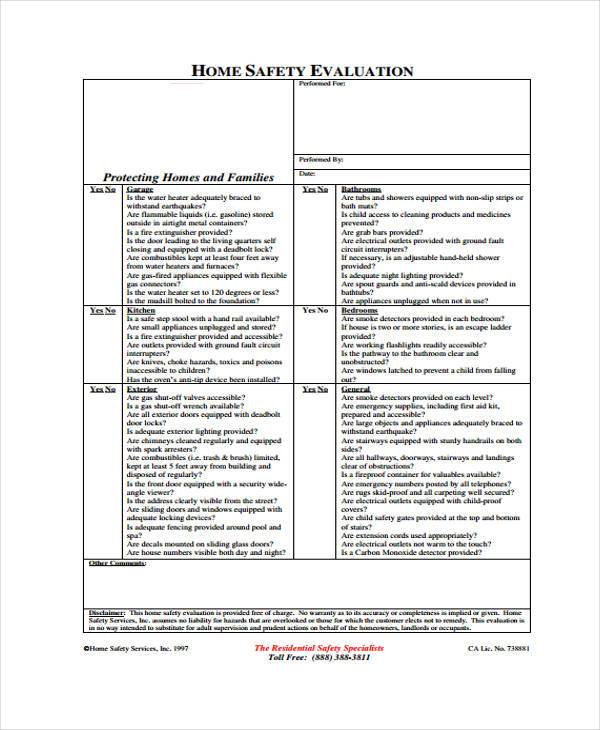 FREE 12+ Home Evaluation Form Samples, PDF, MS Word, Google Docs