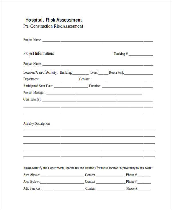FREE 13+ Construction Risk Assessment Form Samples, PDF, MS Word ...