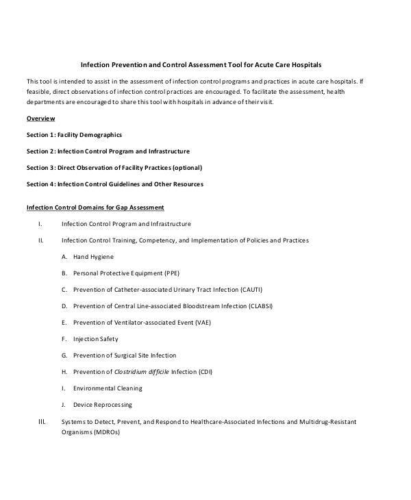 FREE 7+ Sample Infection Control Assessment Forms in PDF | MS Word