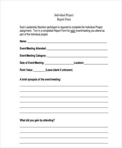 FREE 13+ Project Report Form Samples, PDF, MS Word, Google Docs, Excel