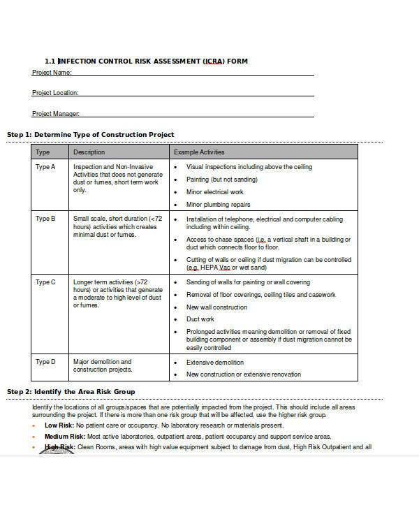 FREE 7+ Sample Infection Control Assessment Forms in PDF | MS Word