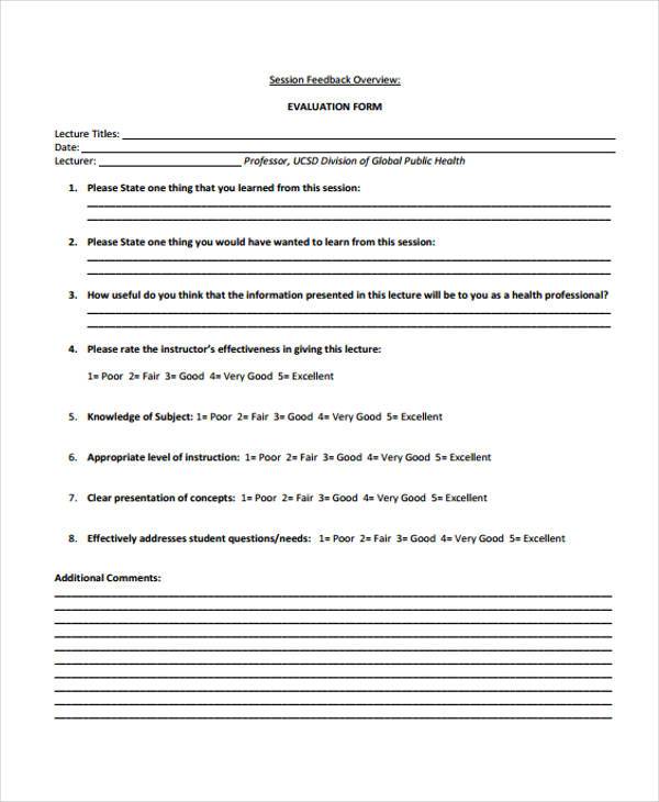 FREE 8+ Sample Session Feedback Forms in PDF | MS Word
