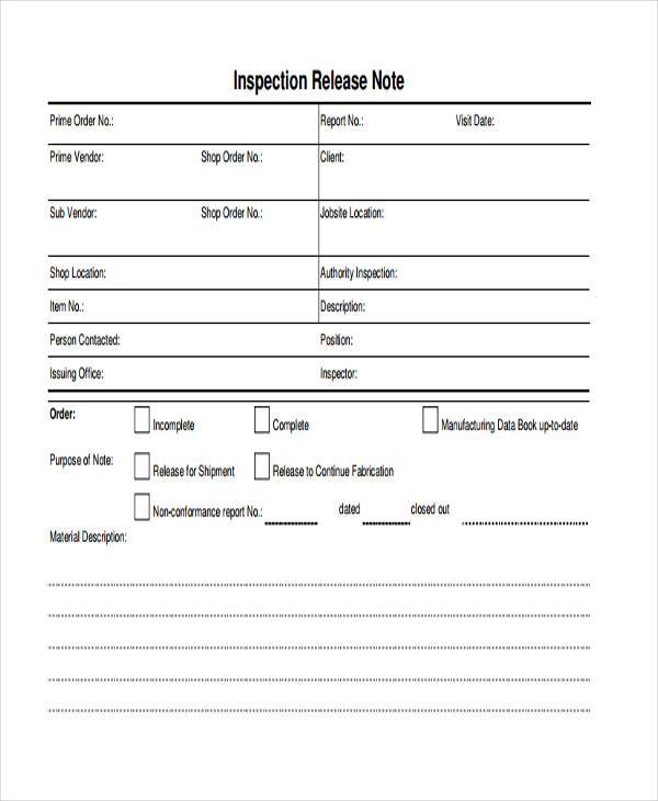 FREE 7+ Sample Note Release Forms in PDF | MS Word