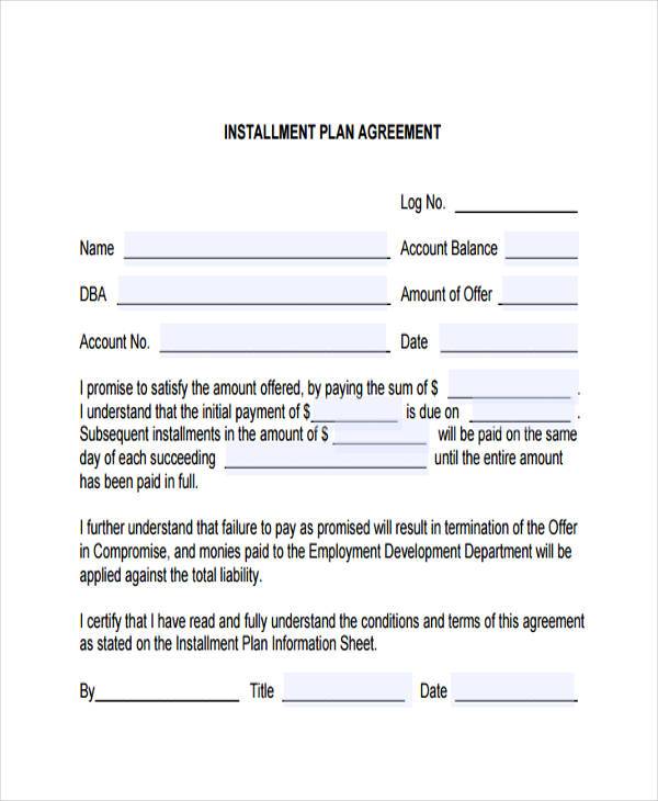 FREE 8 Installment Contract Forms In PDF MS Word