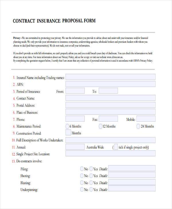 FREE 7+ Contract Proposal Forms in PDF