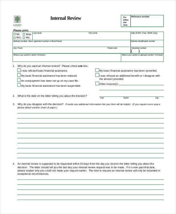 FREE 8+ Sample Internal Review Forms in PDF | MS Word