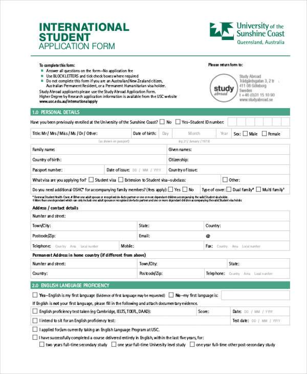 FREE 9 Student Application Form Samples In PDF Excel MS Word FREE 9 Student Application Form Samples In PDF Excel MS Word