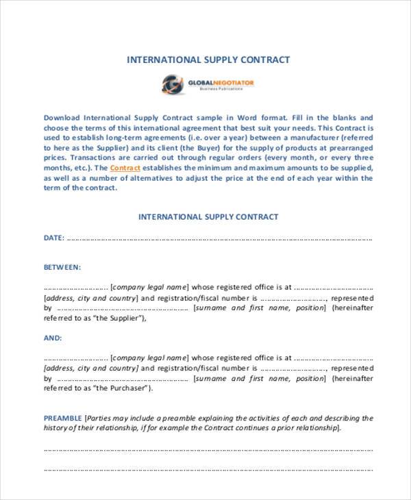 FREE 11+ Supply Contract Form Samples, PDF, MS Word, Google Docs