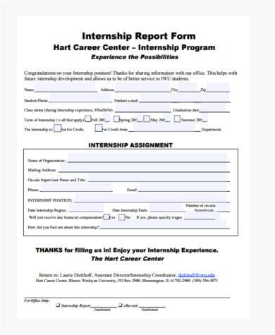 FREE 11+ Internship Report Form Samples, PDF, MS Word, Google Docs