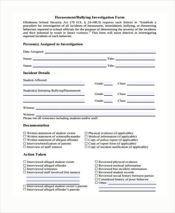 FREE 7+ Sample Harassment Complaint Forms in MS Word | PDF