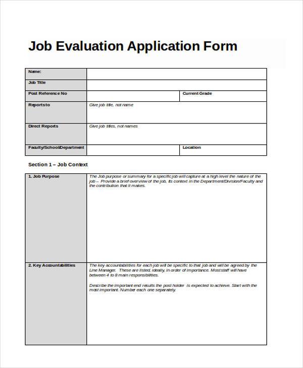 FREE 11+ Job Evaluation Forms in PDF | MS Word | Excel