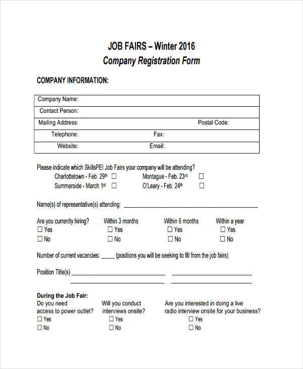 FREE 9+ Job Fair Registration Forms in PDF | MS Word