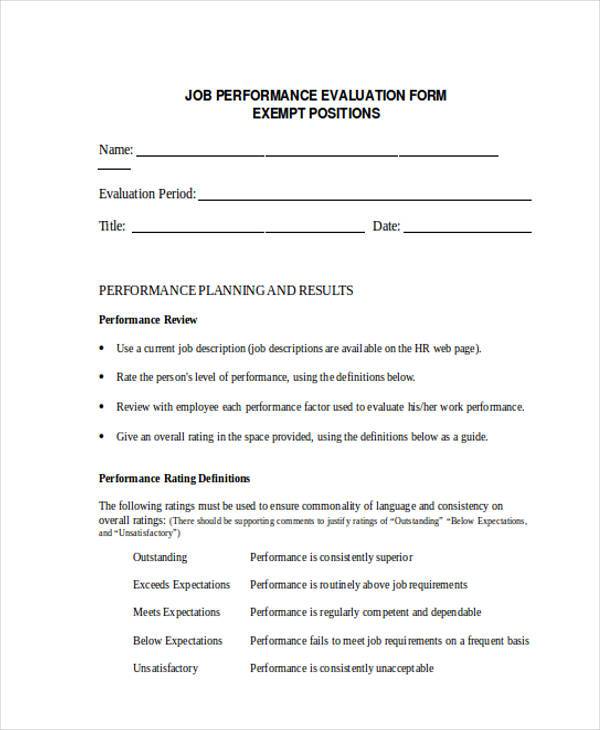 FREE 11+ Job Evaluation Forms in PDF | MS Word | Excel