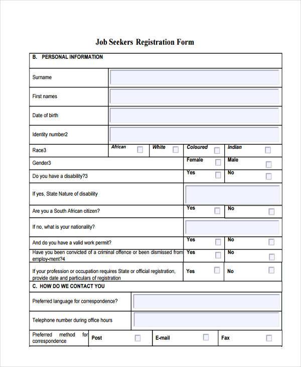 FREE 15+ Job Registration Form Samples, PDF, MS Word, Google Docs, Excel