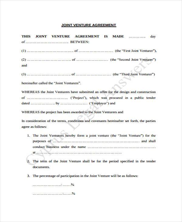 FREE 8+ Sample Joint Venture Agreement Forms in PDF | MS Word