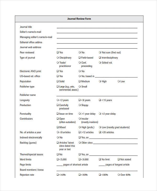 FREE 11+ Journal Review Form Samples, PDF, MS Word, Google Docs