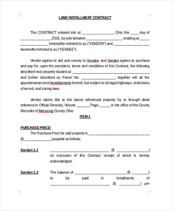FREE 8+ Installment Contract Forms in PDF | MS Word