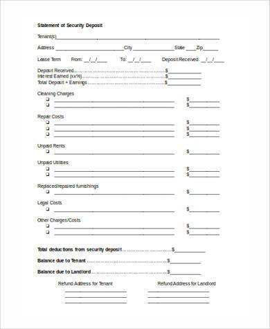 FREE 8+ Sample Lease Deposit Forms in PDF | MS Word