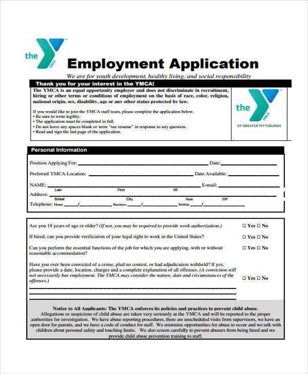 FREE 53+ Employment Form Samples, PDF, MS Word, Google Docs, Excel