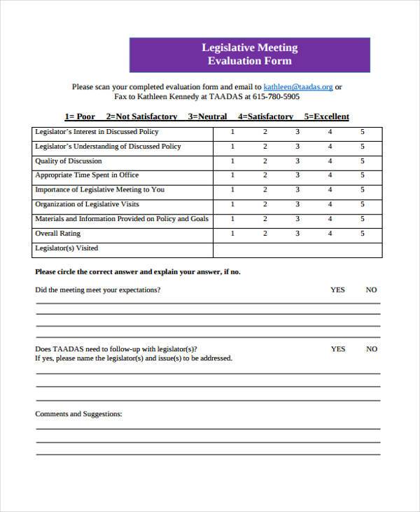 FREE 8+ Meeting Evaluation Forms in PDF | MS Word