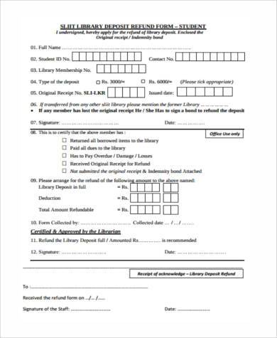FREE 12+ Deposit Refund Form Samples, PDF, MS Word, Google Docs