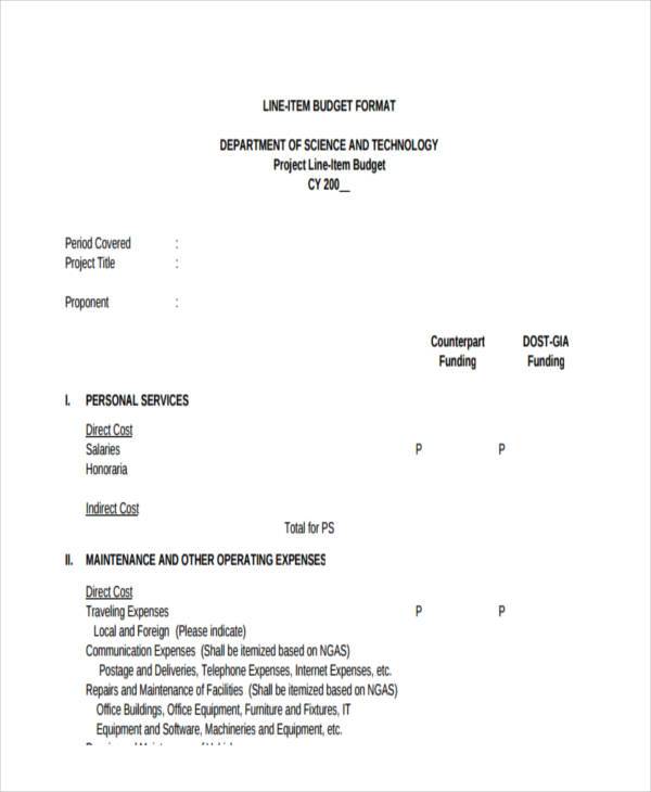 FREE 8 Sample Line Item Budget Forms In PDF MS Word Excel FREE 8 Sample Line Item Budget Forms In PDF MS Word Excel