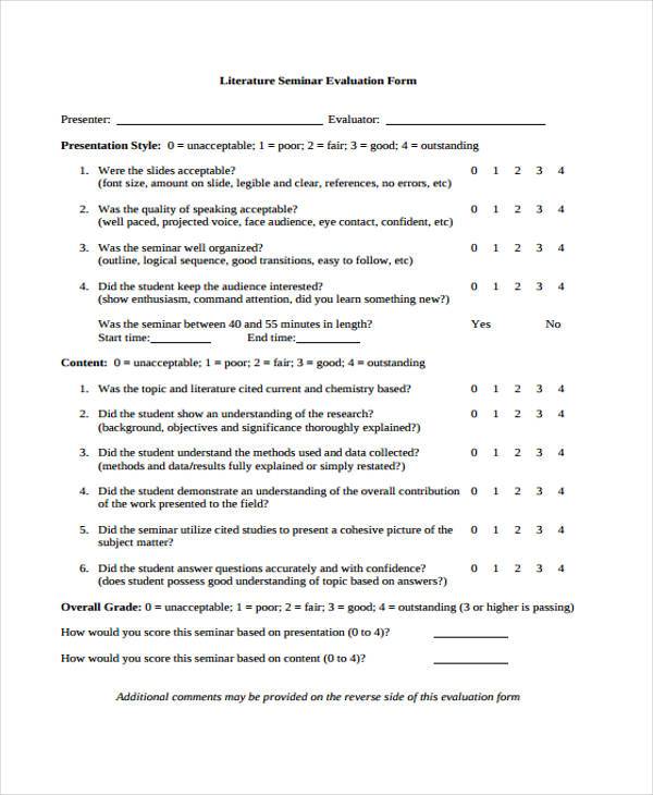 FREE 9+ Sample Seminar Evaluation Forms in PDF | MS Word