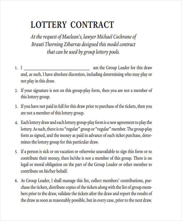 FREE 12+ Lottery Syndicate Agreement Form Samples, PDF, MS Word, Google ...