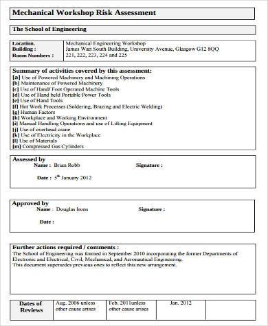 FREE 8+ Sample Safety Risk Assessment Forms in PDF | MS Word