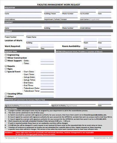 FREE 9+ Sample Work Request Forms in PDF | MS Word